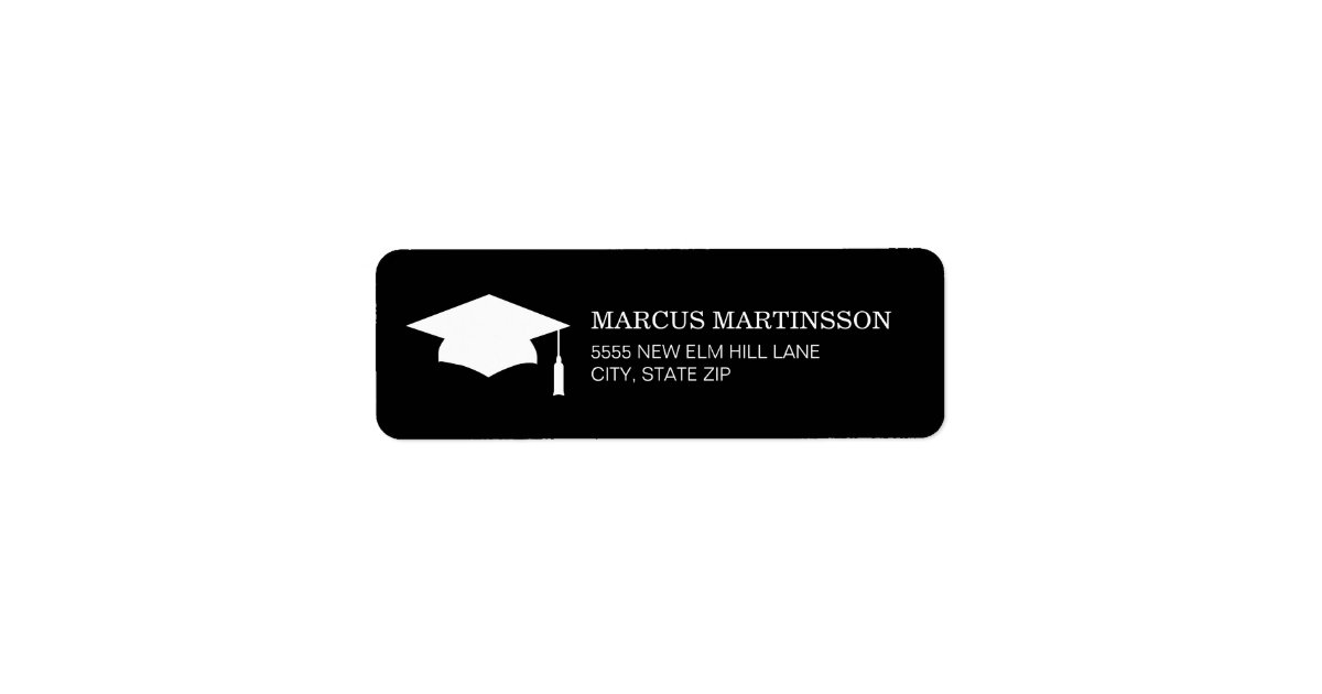 Black White Graduation Cap Label | Zazzle