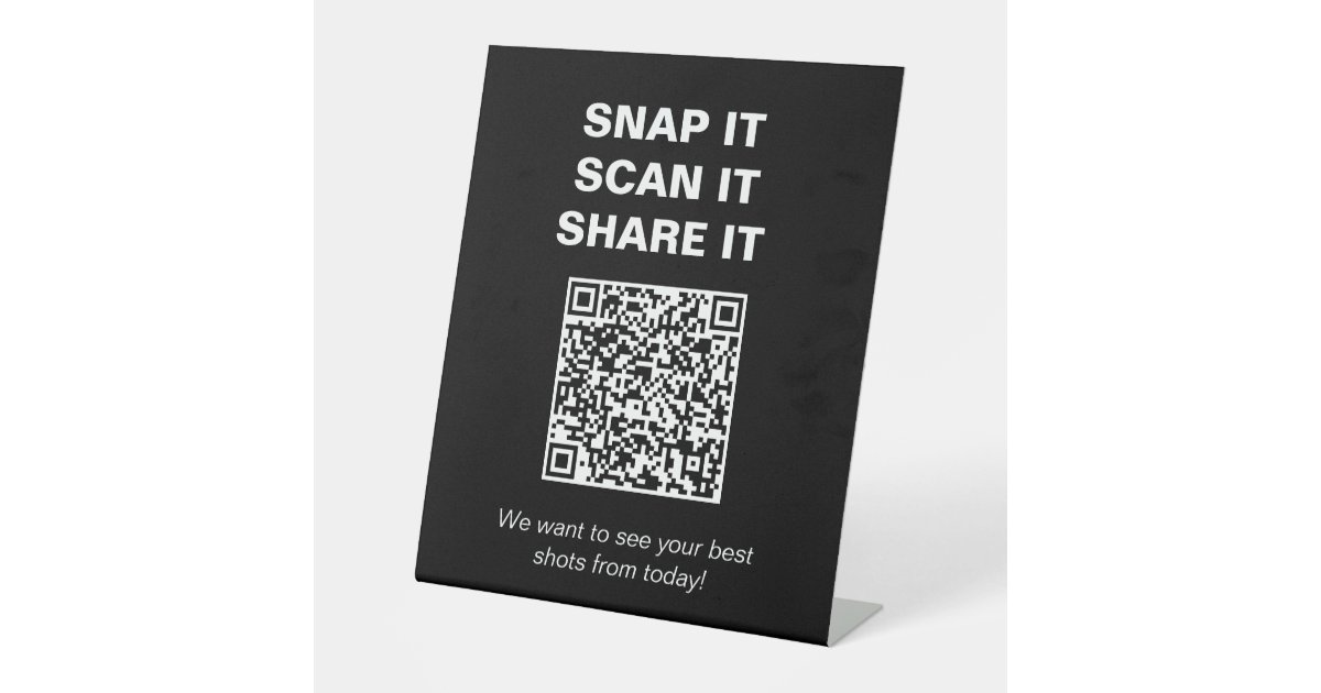 Black White Graduation Party QR Code Share Photos Pedestal Sign | Zazzle