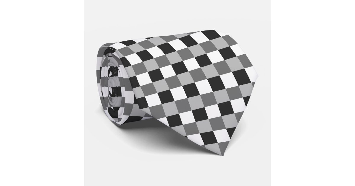 Black White Gray Checkerboard Tie | Zazzle