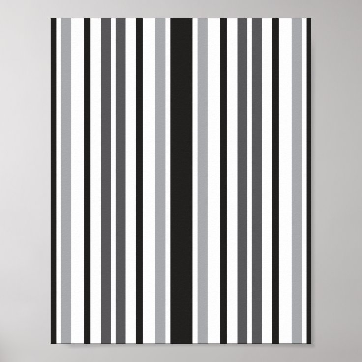 Black White Gray Stripe Pattern Poster | Zazzle
