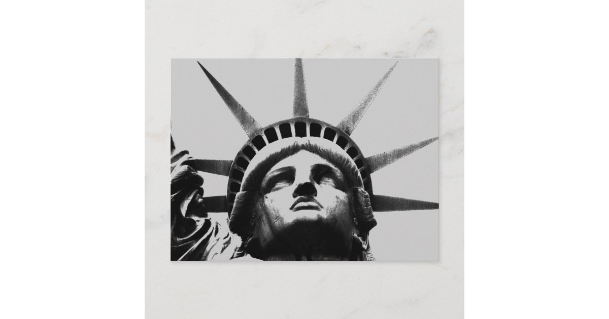 Black & White Grayscale Statue of Liberty Postcard | Zazzle