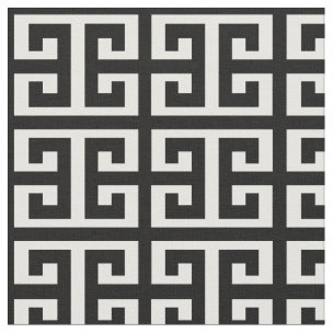Black and White Greek Key Pattern Fabric | Zazzle