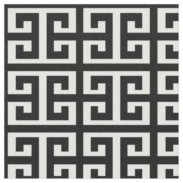 Black and White Greek Key Pattern Fabric | Zazzle