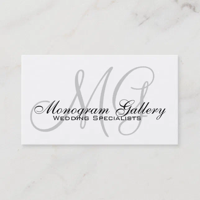 Black White Grey Monograms Simple Business Card | Zazzle