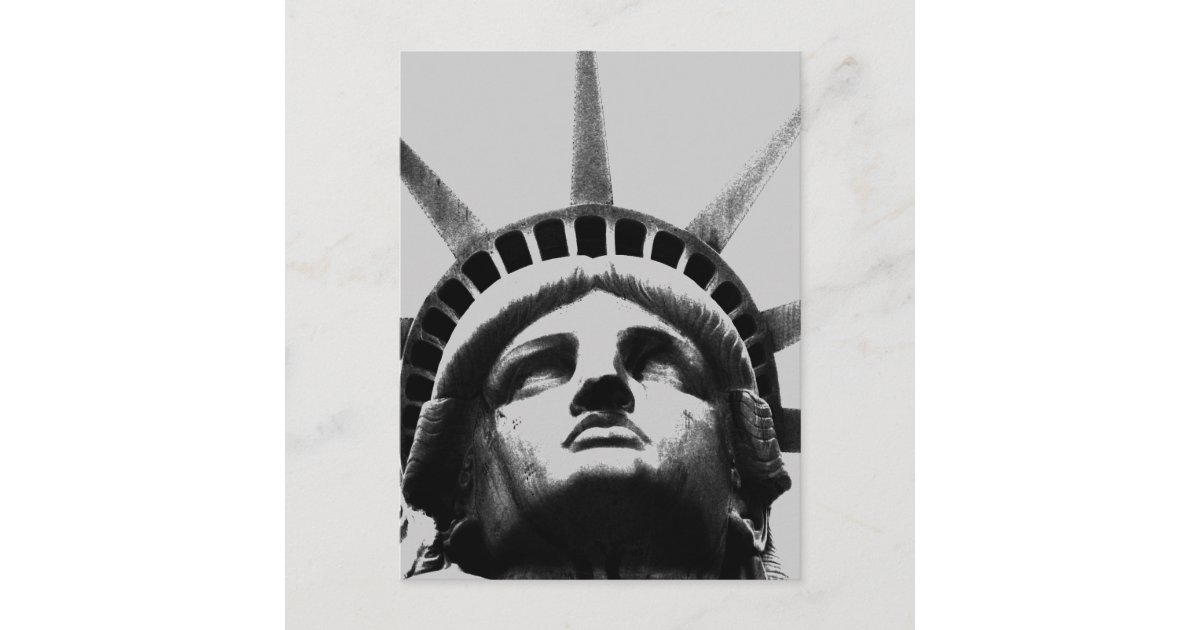 Black & White Greyscale Statue of Liberty Postcard | Zazzle