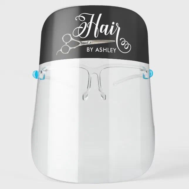 Black & White Hairstylist Salon Name Face Shield | Zazzle