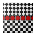 Black White Half Diamond Checkers Ceramic Tile | Zazzle