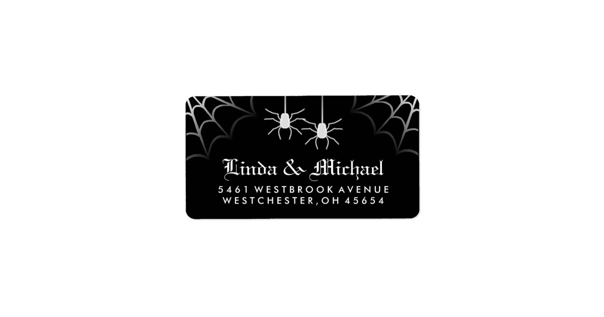 Black White Halloween Wedding Spiders Web Address Label | Zazzle
