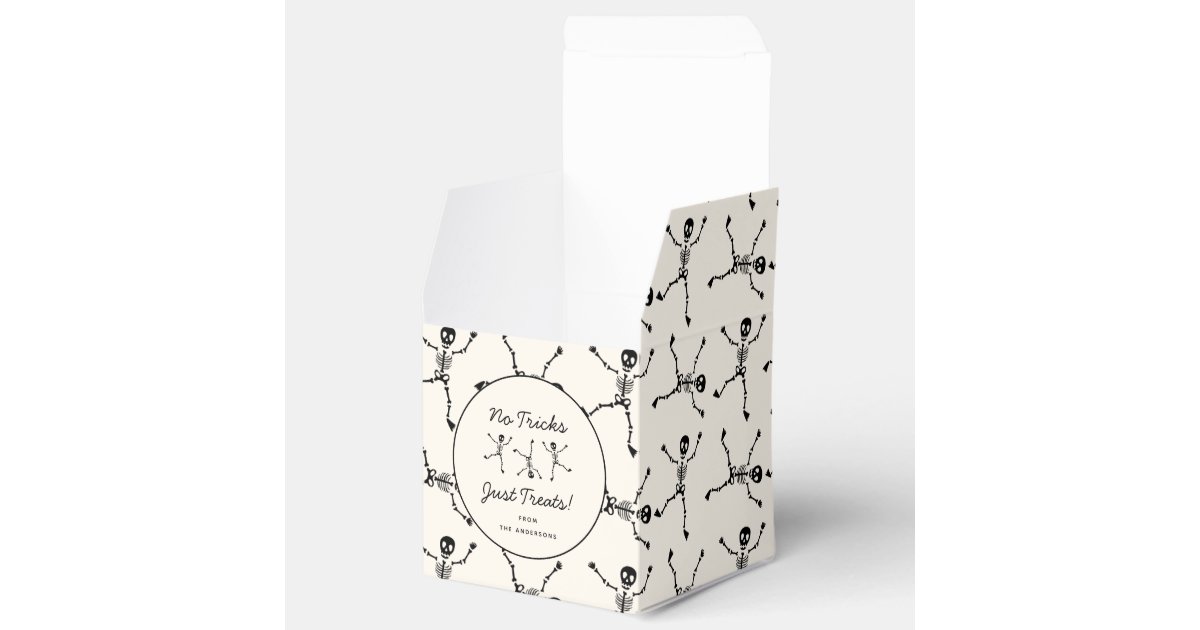 Black & White Hand Drawn Skeleton Halloween Favor Boxes | Zazzle