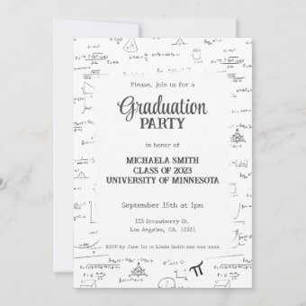 Black White Hand-Lettering Mathematics Graduation Invitation | Zazzle