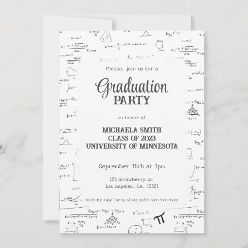 Black White Hand-Lettering Mathematics Graduation Invitation | Zazzle