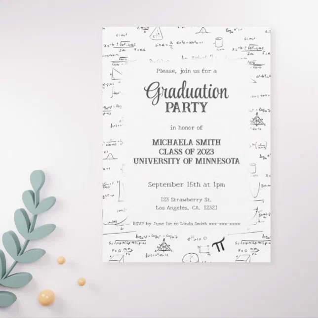 Black White Hand-Lettering Mathematics Graduation Invitation | Zazzle