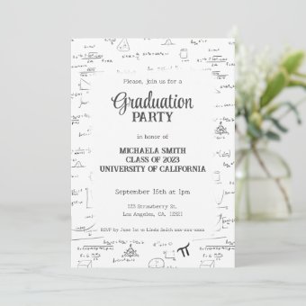 Black White Hand-Lettering Mathematics Graduation Invitation | Zazzle