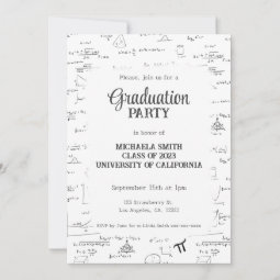 Black White Hand-Lettering Mathematics Graduation Invitation | Zazzle