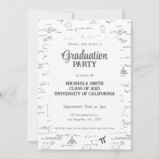 Black White Hand-Lettering Mathematics Graduation Invitation | Zazzle