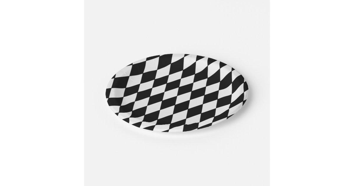 Black White Harlequin Pattern Paper Plates | Zazzle