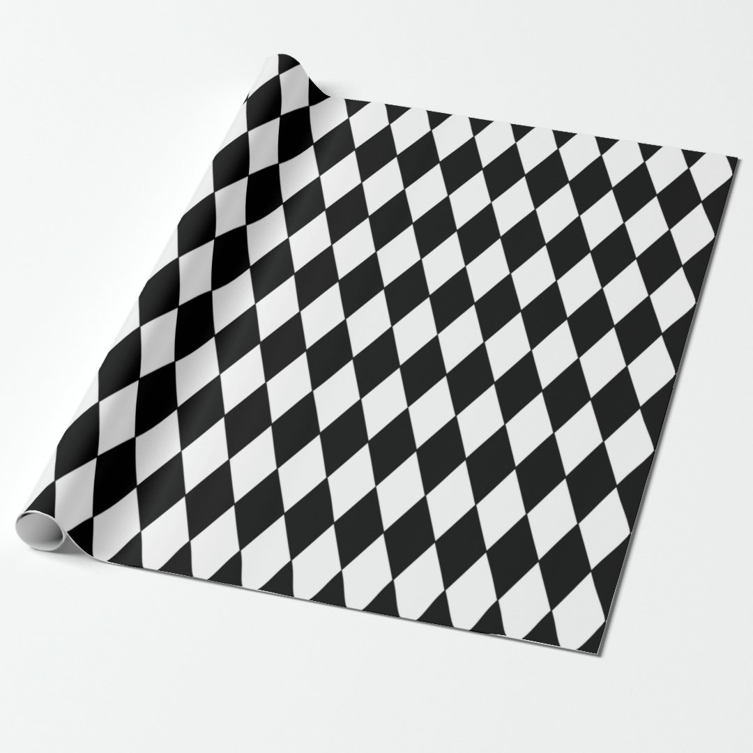 Black White Harlequin Pattern Wrapping Paper | Zazzle