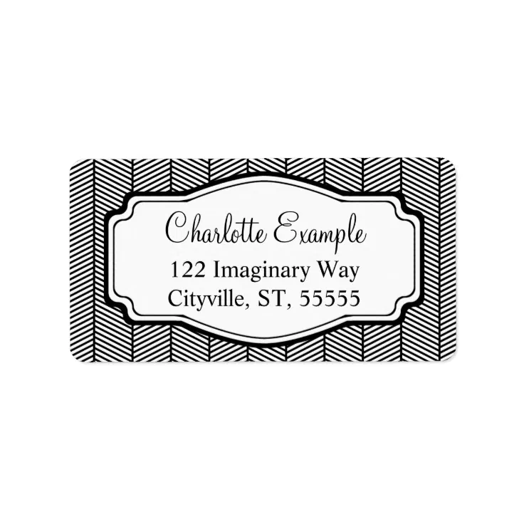 Black White Herringbone Classic Custom Label | Zazzle