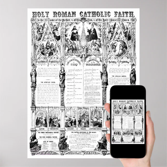 Black/White Holy Roman Catholic Faith Infographic Poster | Zazzle