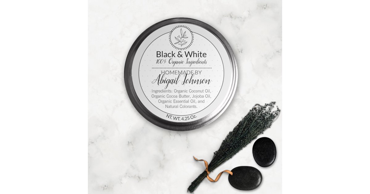 Black & White Homemade Scrub or Body Butter Label | Zazzle