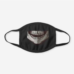 Black White Human Skull Face Mouth Teeth Skeleton Black Cotton Face ...