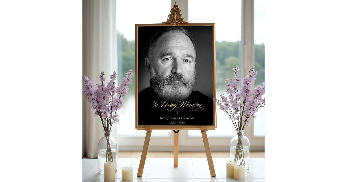 Black & White In Loving Memory Tribute with Photo Poster | Zazzle