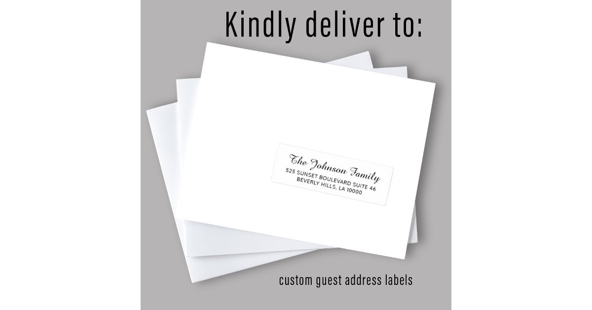 Black white individual guest address elegant label | Zazzle