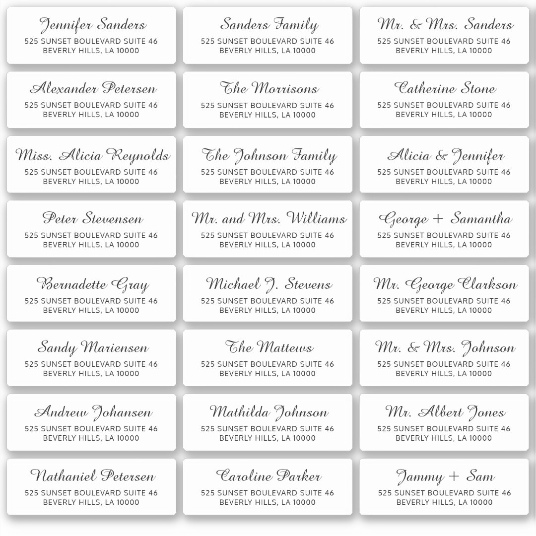 Black white individual guest address elegant label | Zazzle