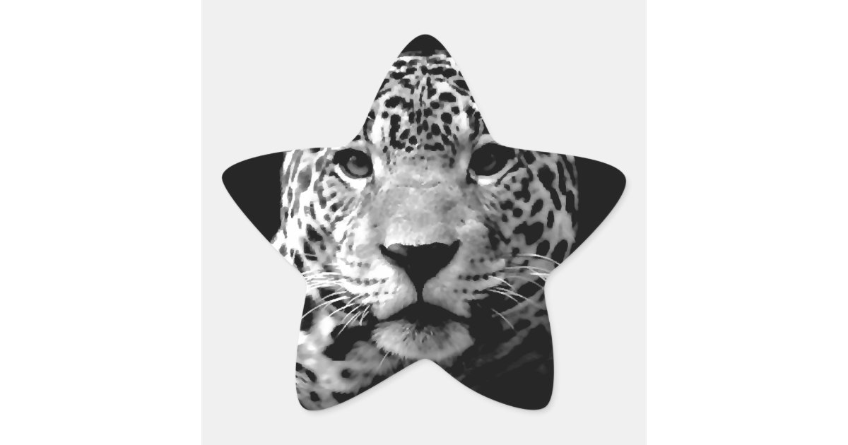 Black & White Jaguar Star Sticker | Zazzle