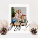 Black White Joyful Script Photo Holiday Card | Zazzle