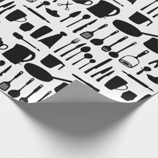 Black & White Kitchen Wrapping Paper | Zazzle