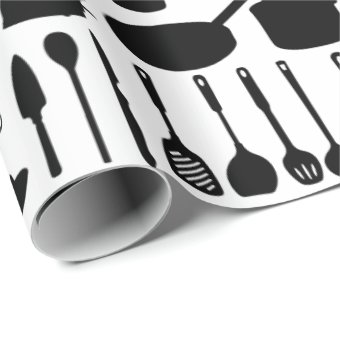 Black & White Kitchen Wrapping Paper | Zazzle
