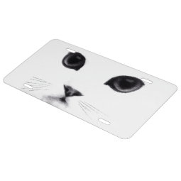 Black White Kitty Cat Face License Plate | Zazzle