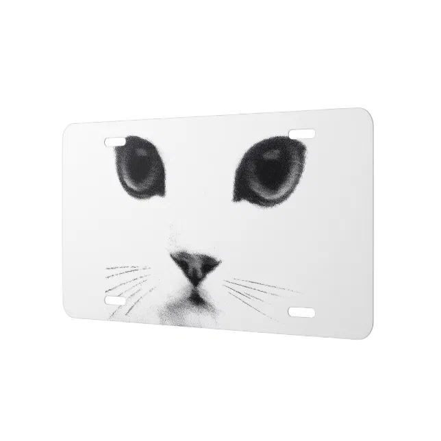Black White Kitty Cat Face License Plate | Zazzle