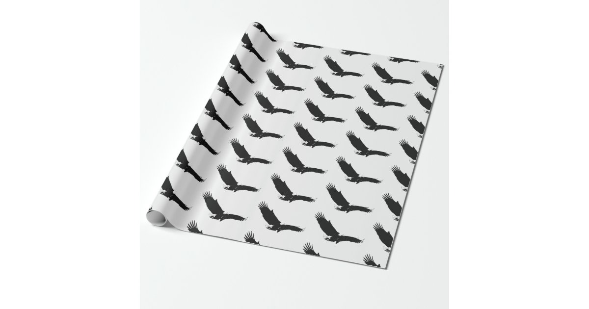 Black & White Landing Eagle Wrapping Paper | Zazzle
