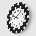 Black White Large Polka Dot Pattern Large Clock | Zazzle