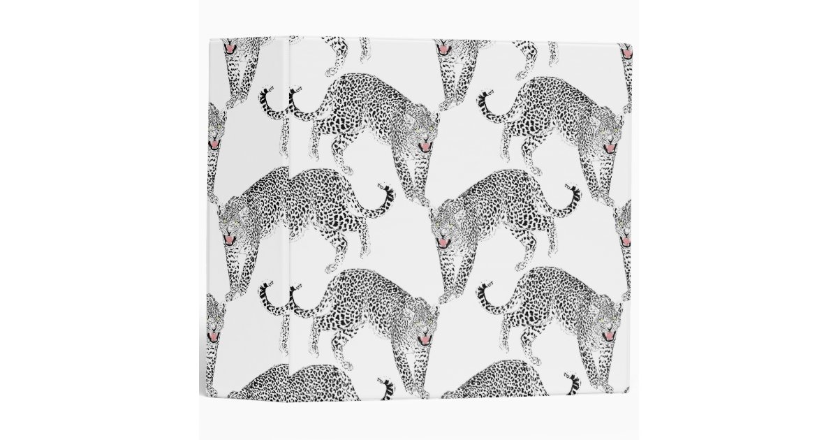 Black White Leopard 3 Ring Binder | Zazzle