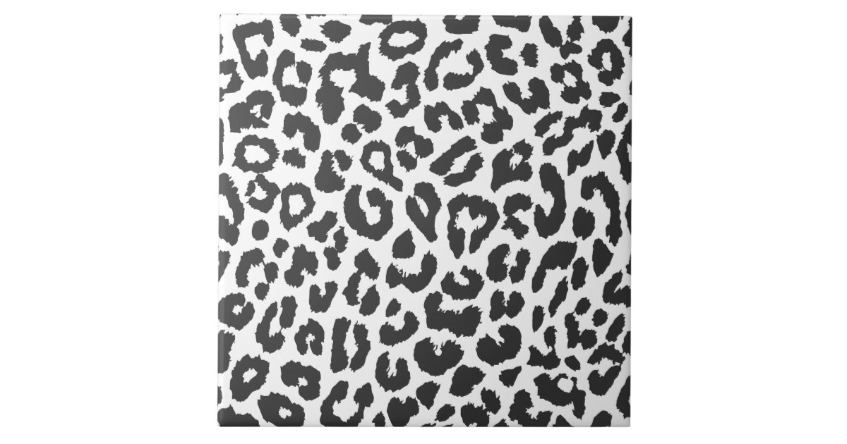 Black & White Leopard Print Animal Skin Patterns Ceramic Tile | Zazzle