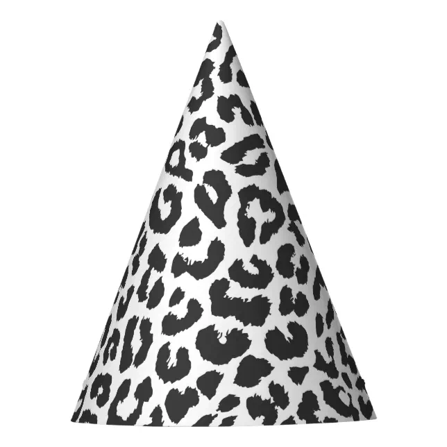 Black & White Leopard Print Animal Skin Patterns Party Hat | Zazzle