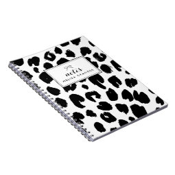 Black & White Leopard Print Personalized Notebook | Zazzle