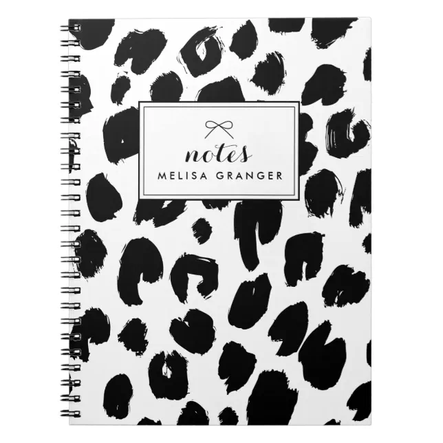Black & White Leopard Print Personalized Notebook | Zazzle