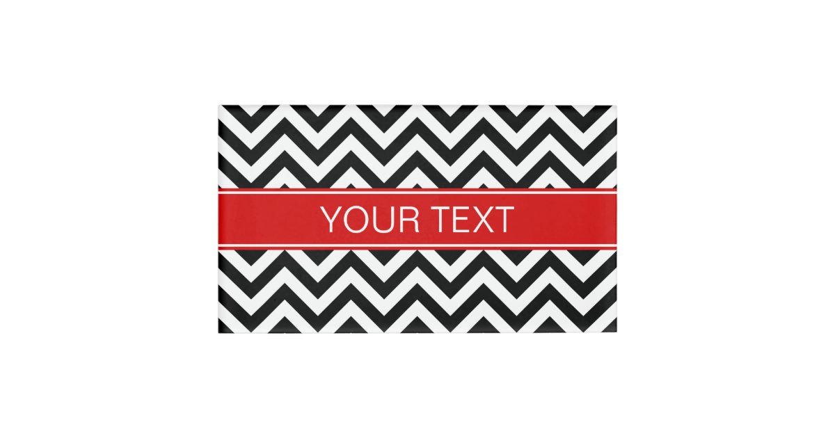 Black White LG Chevron Red Name Monogram Name Tag | Zazzle