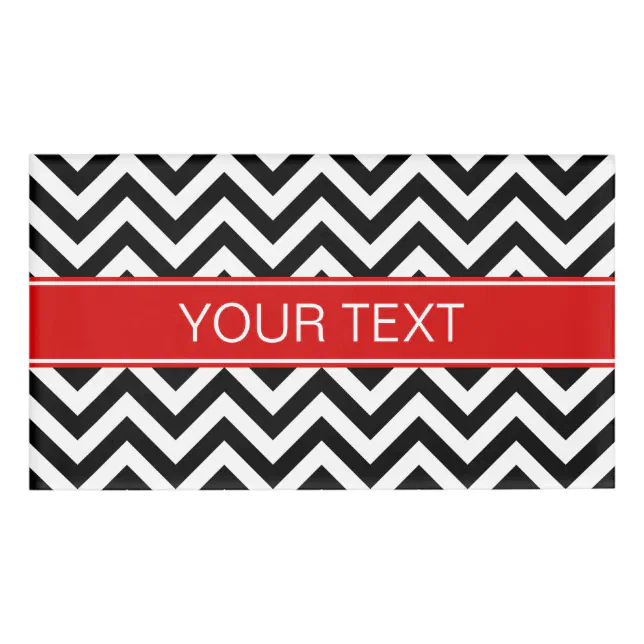 Black White LG Chevron Red Name Monogram Name Tag | Zazzle