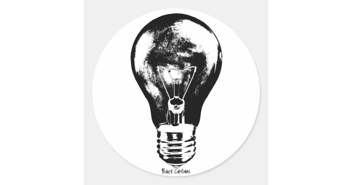 Black & White Light Bulb - Sticker | Zazzle