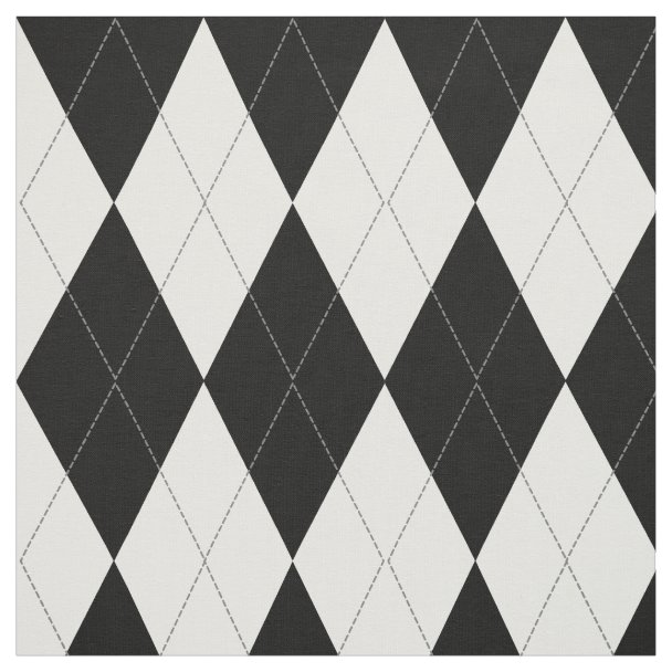 Gray and White Argyle Fabric | Zazzle
