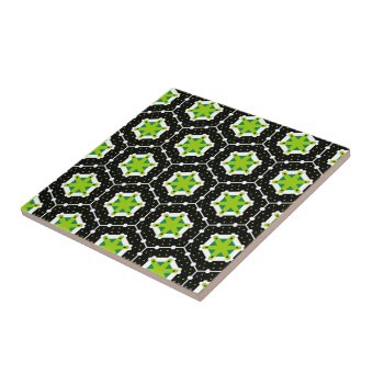 Black White & Lime Green Hexagon Geometric Pattern Ceramic Tile | Zazzle