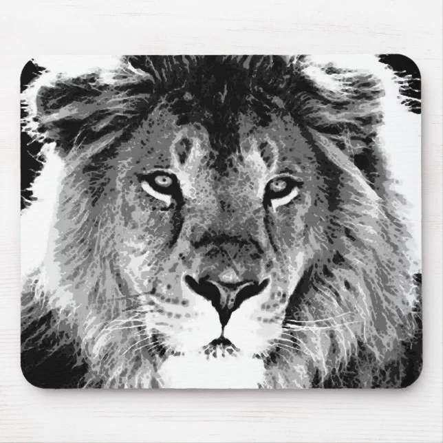 Black & White Lion Mouse Pad | Zazzle