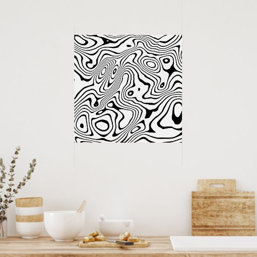 Black White liquid swirl Abstract Design Poster | Zazzle