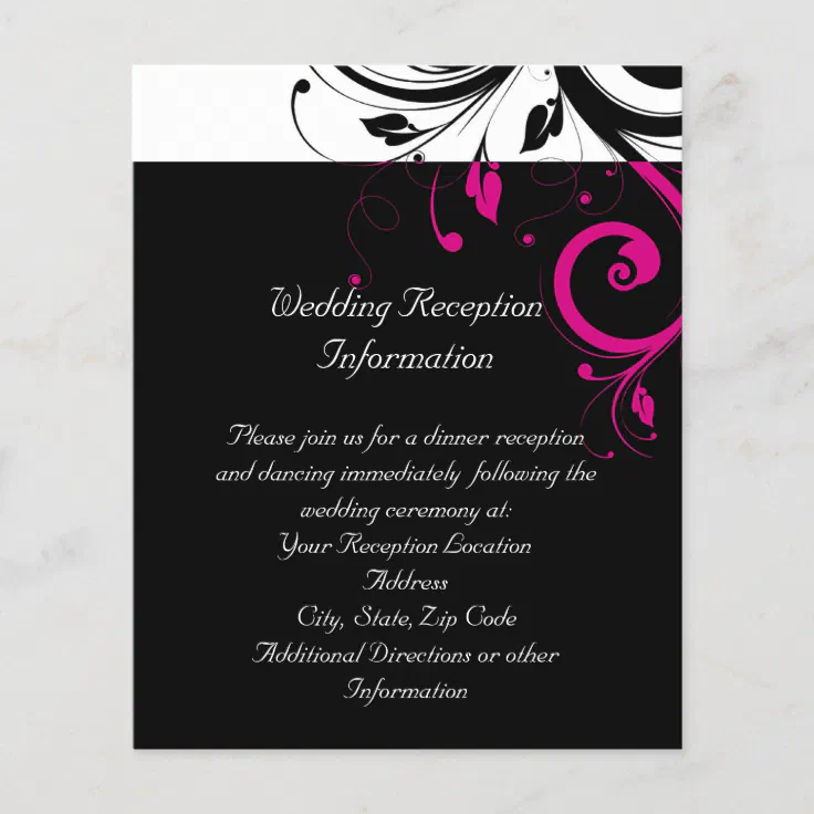 Black White Magenta Reverse Swirl Reception Flyer | Zazzle