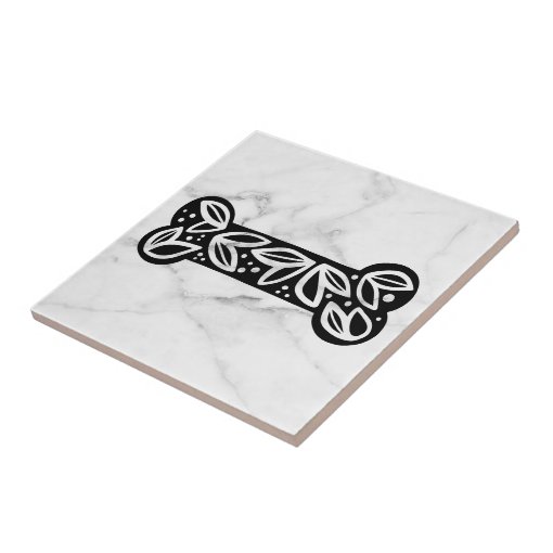 Black & White Marble Animal Dog Bone Marble Ceramic Tile | Zazzle